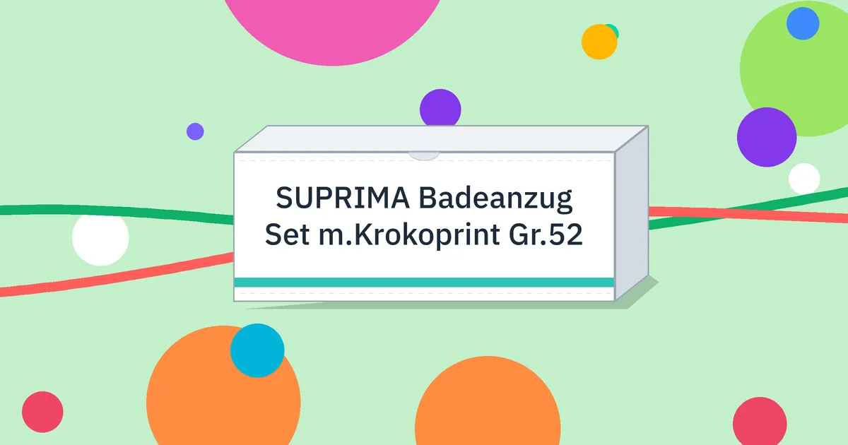 Symbolbild: Packung mit der Aufschrift SUPRIMA Badeanzug Set m.Krokoprint Gr.52 (PZN 15624002) – Verfügbarkeit und Bezug in Apotheken in Frankfurt am Main