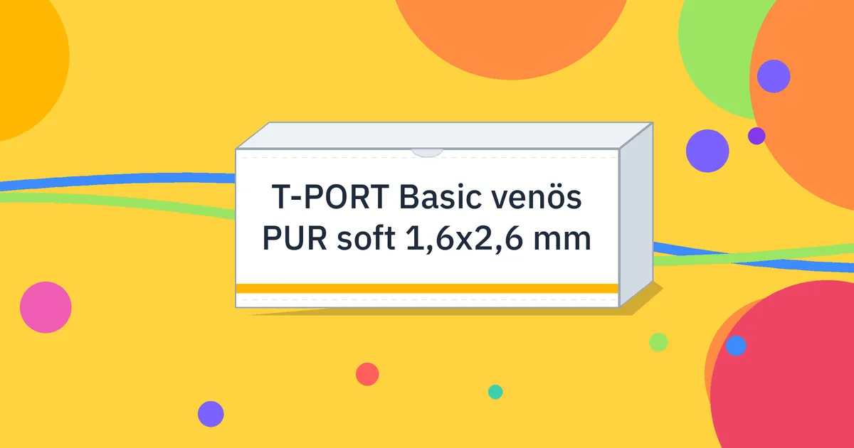 Symbolbild: Packung mit der Aufschrift T-PORT Basic venös PUR soft 1,6x2,6 mm (PZN 08409852) – Verfügbarkeit und Bezug in Apotheken in Frankfurt am Main