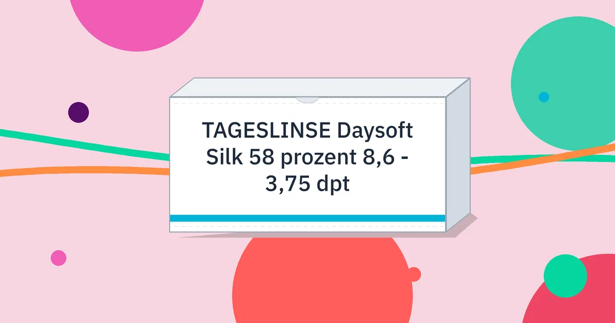 Symbolbild: Packung mit der Aufschrift TAGESLINSE Daysoft Silk 58 prozent 8,6 -3,75 dpt (PZN 00332357) – Verfügbarkeit und Bezug in Apotheken in Frankfurt am Main