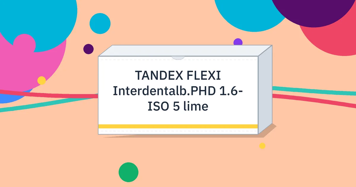 Symbolbild: Packung mit der Aufschrift TANDEX FLEXI Interdentalb.PHD 1.6-ISO 5 lime (PZN 16855471) – Verfügbarkeit und Bezug in Apotheken in Frankfurt am Main