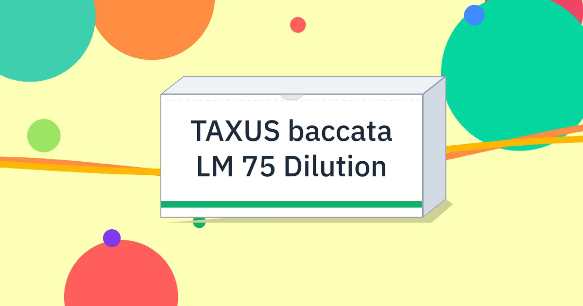 Symbolbild: Packung mit der Aufschrift TAXUS baccata LM 75 Dilution (PZN 13215475) – Verfügbarkeit und Bezug in Apotheken in Frankfurt am Main