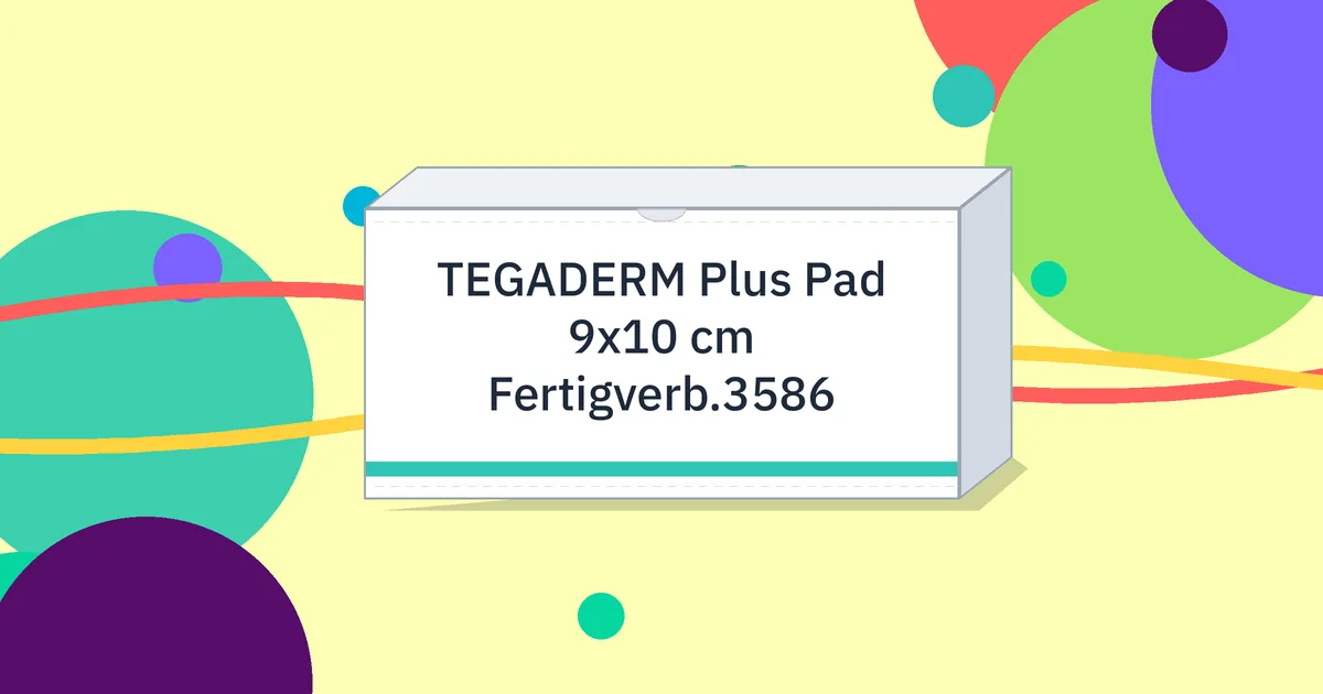 Symbolbild: Packung mit der Aufschrift TEGADERM Plus Pad 9x10 cm Fertigverb.3586 (PZN 07590424) – Verfügbarkeit und Bezug in Apotheken in Frankfurt am Main