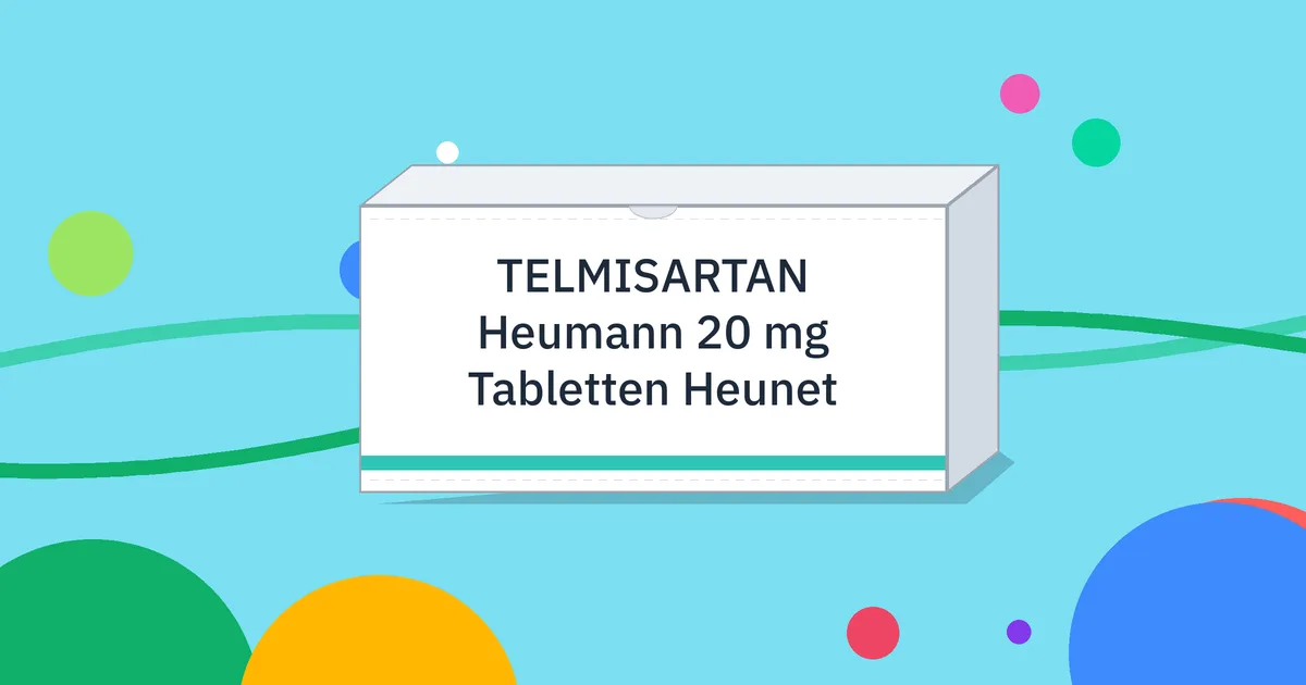 Symbolbild: Packung mit der Aufschrift TELMISARTAN Heumann 20 mg Tabletten Heunet (PZN 14211628) – Verfügbarkeit und Bezug in Apotheken in Frankfurt am Main