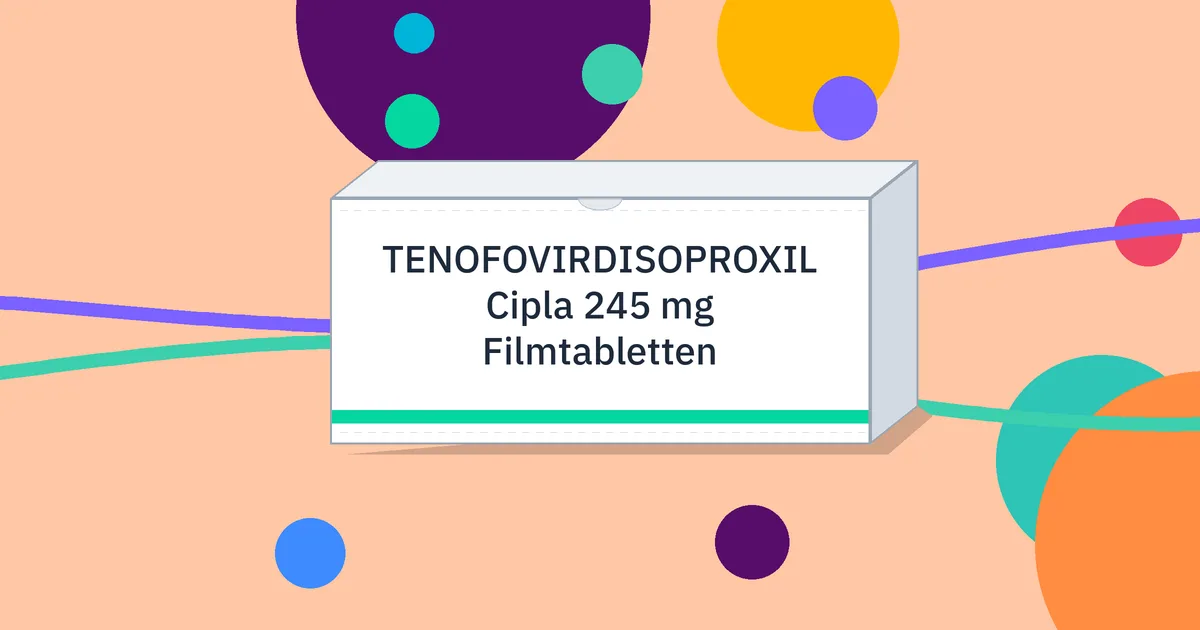 Symbolbild: Packung mit der Aufschrift TENOFOVIRDISOPROXIL Cipla 245 mg Filmtabletten (PZN 14144122) – Verfügbarkeit und Bezug in Apotheken in Frankfurt am Main