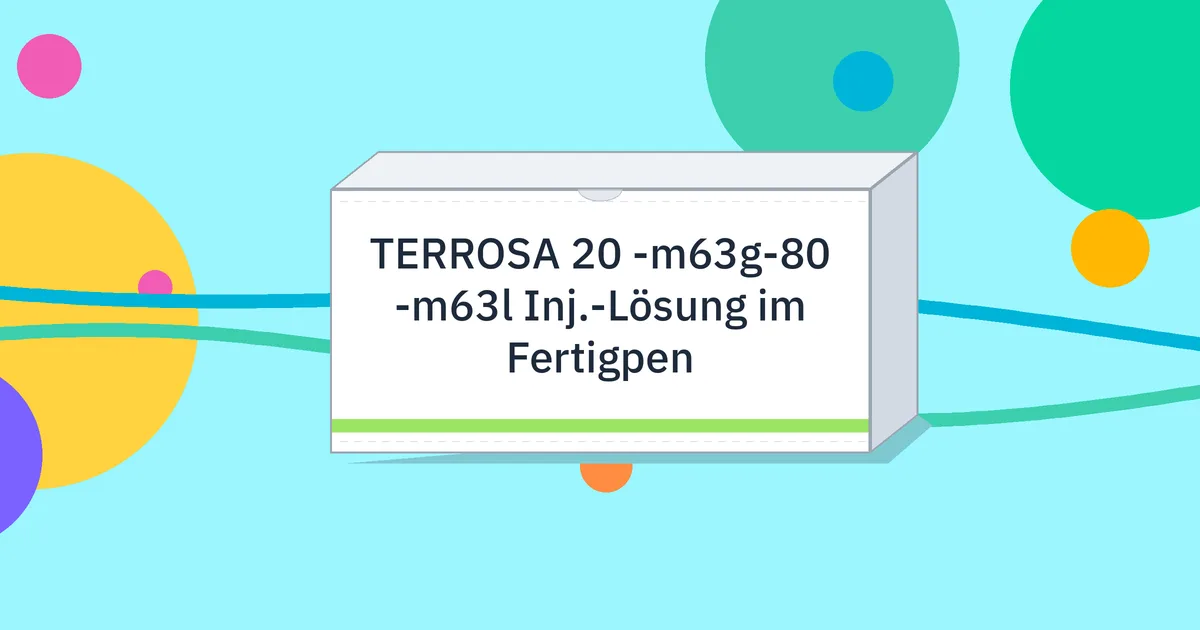Symbolbild: Packung mit der Aufschrift TERROSA 20 -m63g-80 -m63l Inj.-Lösung im Fertigpen (PZN 18798091) – Verfügbarkeit und Bezug in Apotheken in Frankfurt am Main