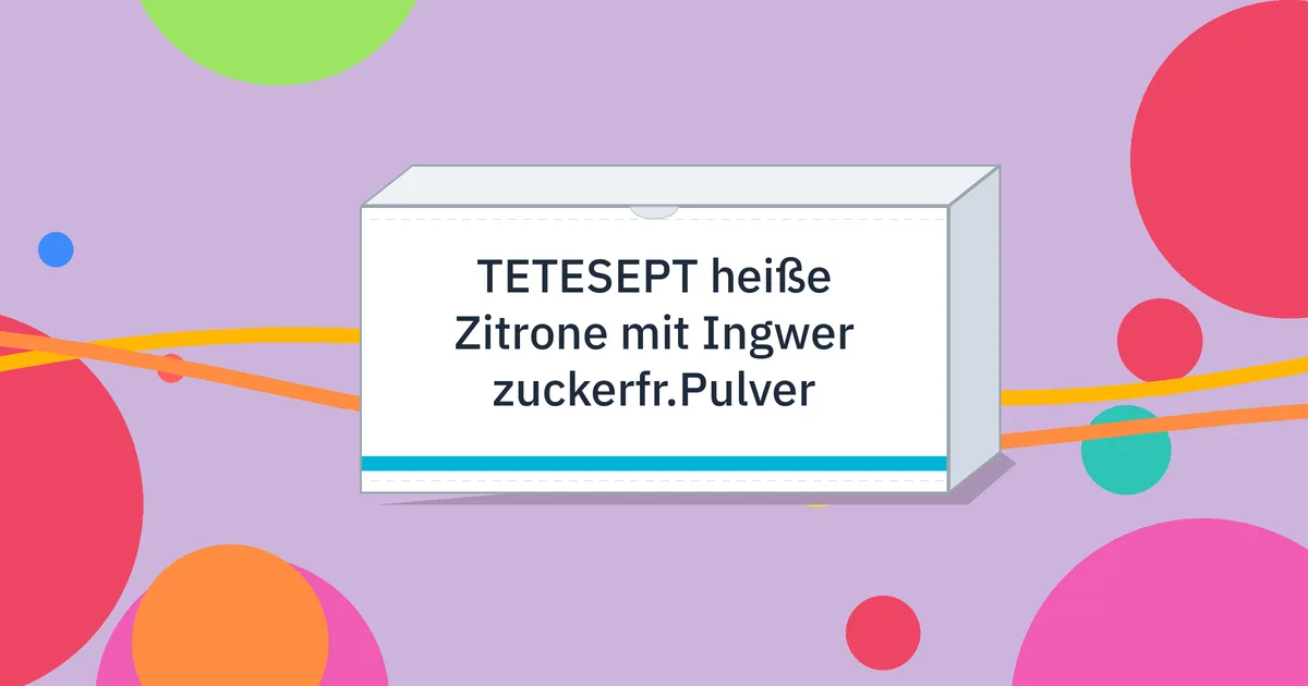 Symbolbild: Packung mit der Aufschrift TETESEPT heiße Zitrone mit Ingwer zuckerfr.Pulver (PZN 09714089) – Verfügbarkeit und Bezug in Apotheken in Frankfurt am Main