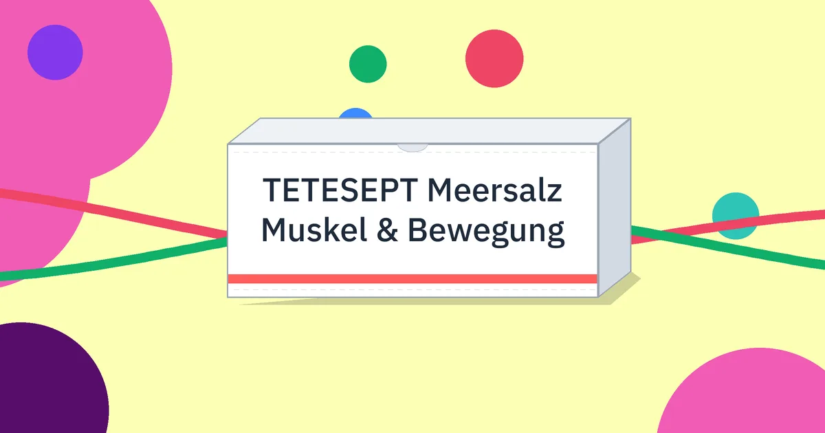 Symbolbild: Packung mit der Aufschrift TETESEPT Meersalz Muskel & Bewegung (PZN 18701223) – Verfügbarkeit und Bezug in Apotheken in Frankfurt am Main