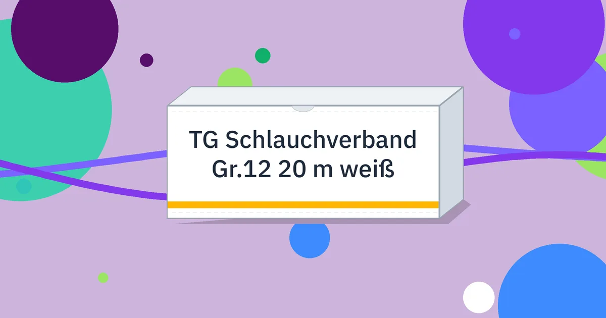 Symbolbild: Packung mit der Aufschrift TG Schlauchverband Gr.12 20 m weiß (PZN 11116119) – Verfügbarkeit und Bezug in Apotheken in Frankfurt am Main