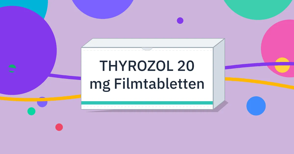Symbolbild: Packung mit der Aufschrift THYROZOL 20 mg Filmtabletten (PZN 06190088) – Verfügbarkeit und Bezug in Apotheken in Frankfurt am Main