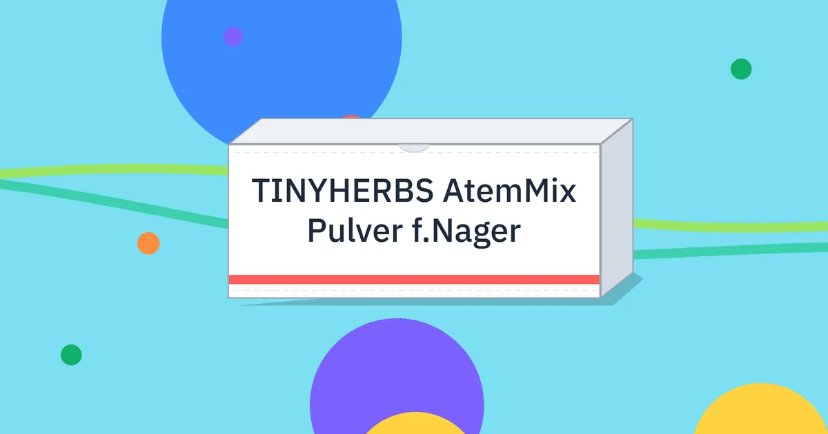 Symbolbild: Packung mit der Aufschrift TINYHERBS AtemMix Pulver f.Nager (PZN 19623784) – Verfügbarkeit und Bezug in Apotheken in Frankfurt am Main
