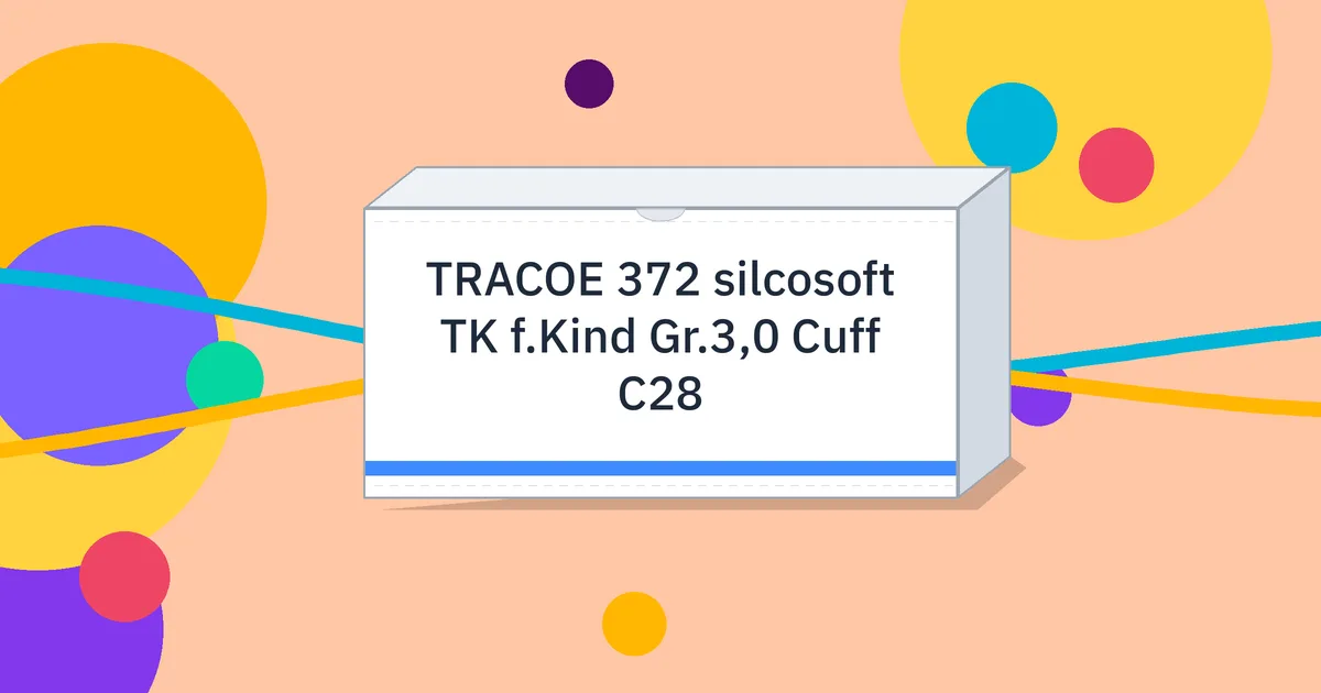 Symbolbild: Packung mit der Aufschrift TRACOE 372 silcosoft TK f.Kind Gr.3,0 Cuff C28 (PZN 14315948) – Verfügbarkeit und Bezug in Apotheken in Frankfurt am Main