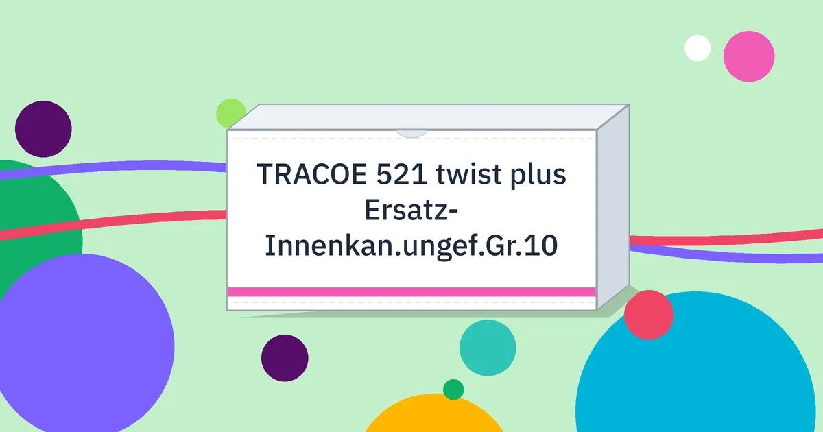 Symbolbild: Packung mit der Aufschrift TRACOE 521 twist plus Ersatz-Innenkan.ungef.Gr.10 (PZN 05881206) – Verfügbarkeit und Bezug in Apotheken in Frankfurt am Main