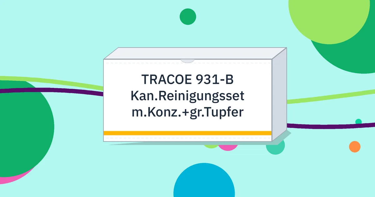 Symbolbild: Packung mit der Aufschrift TRACOE 931-B Kan.Reinigungsset m.Konz.+gr.Tupfer (PZN 02721525) – Verfügbarkeit und Bezug in Apotheken in Frankfurt am Main