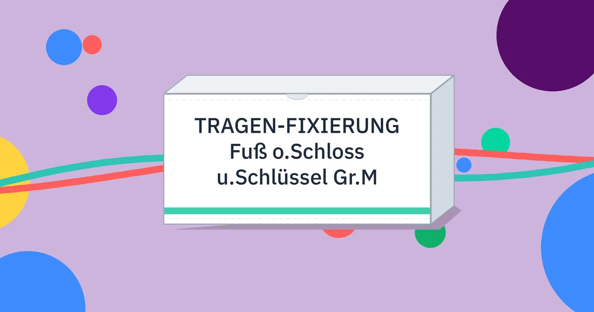 Symbolbild: Packung mit der Aufschrift TRAGEN-FIXIERUNG Fuß o.Schloss u.Schlüssel Gr.M (PZN 14298888) – Verfügbarkeit und Bezug in Apotheken in Frankfurt am Main