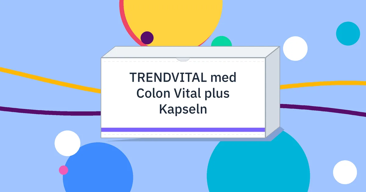 Symbolbild: Packung mit der Aufschrift TRENDVITAL med Colon Vital plus Kapseln (PZN 14006472) – Verfügbarkeit und Bezug in Apotheken in Frankfurt am Main