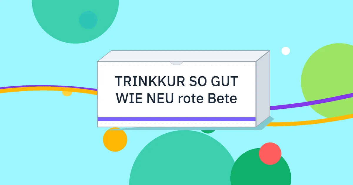 Symbolbild: Packung mit der Aufschrift TRINKKUR SO GUT WIE NEU rote Bete (PZN 19132282) – Verfügbarkeit und Bezug in Apotheken in Frankfurt am Main