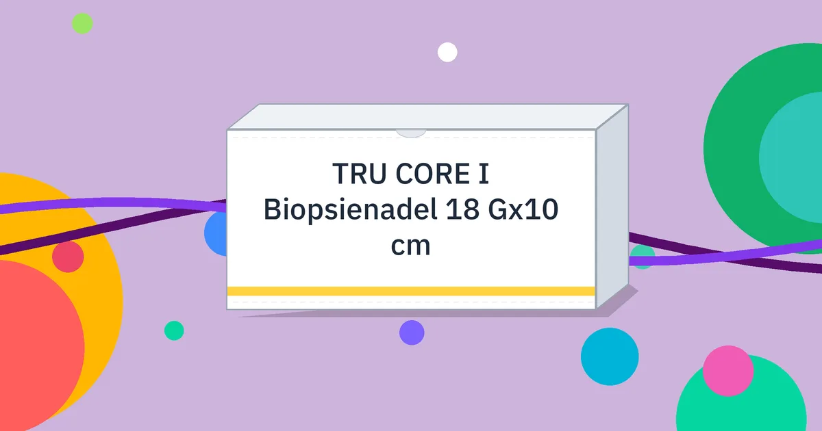 Symbolbild: Packung mit der Aufschrift TRU CORE I Biopsienadel 18 Gx10 cm (PZN 06768736) – Verfügbarkeit und Bezug in Apotheken in Frankfurt am Main