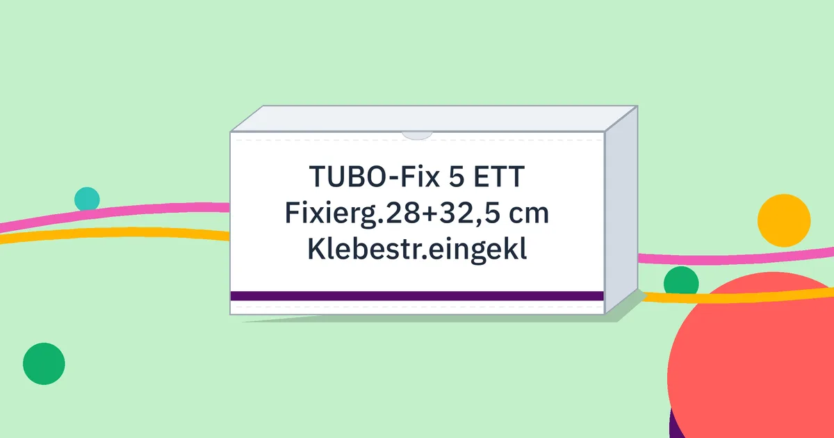 Symbolbild: Packung mit der Aufschrift TUBO-Fix 5 ETT Fixierg.28+32,5 cm Klebestr.eingekl (PZN 18795827) – Verfügbarkeit und Bezug in Apotheken in Frankfurt am Main