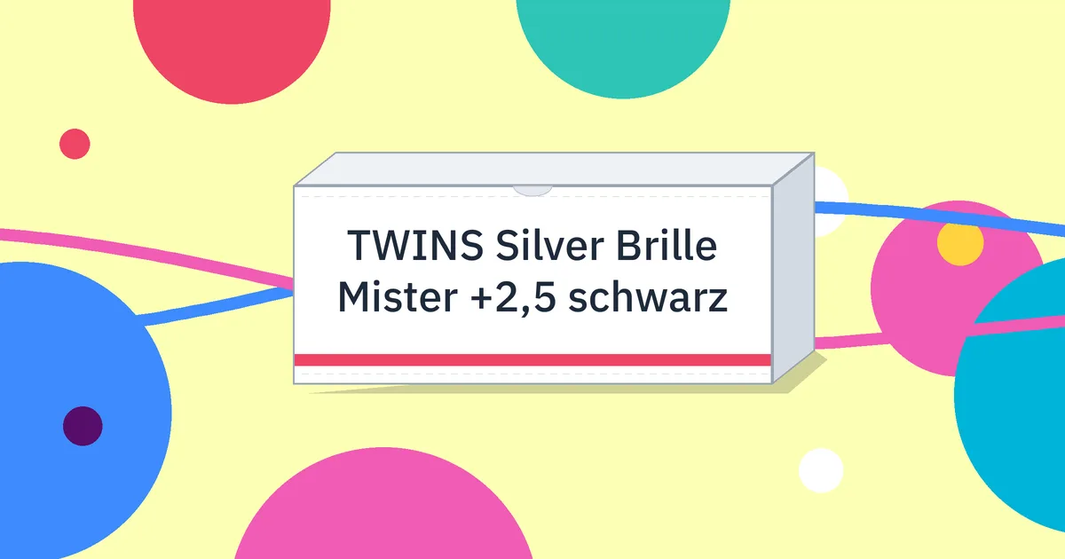 Symbolbild: Packung mit der Aufschrift TWINS Silver Brille Mister +2,5 schwarz (PZN 14032794) – Verfügbarkeit und Bezug in Apotheken in Frankfurt am Main