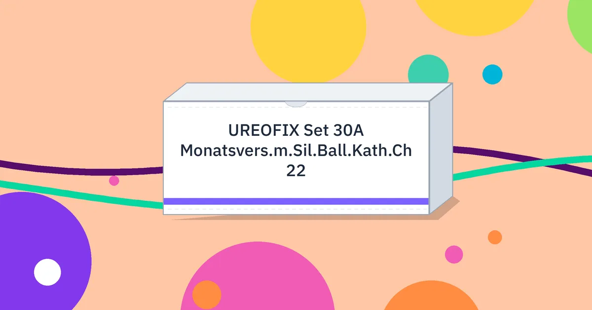 Symbolbild: Packung mit der Aufschrift UREOFIX Set 30A Monatsvers.m.Sil.Ball.Kath.Ch 22 (PZN 07120546) – Verfügbarkeit und Bezug in Apotheken in Frankfurt am Main
