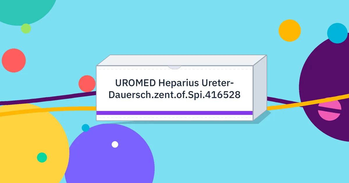 Symbolbild: Packung mit der Aufschrift UROMED Heparius Ureter-Dauersch.zent.of.Spi.416528 (PZN 11370415) – Verfügbarkeit und Bezug in Apotheken in Frankfurt am Main