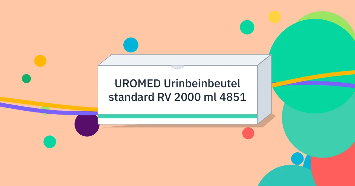Symbolbild: Packung mit der Aufschrift UROMED Urinbeinbeutel standard RV 2000 ml 4851 (PZN 07654532) – Verfügbarkeit und Bezug in Apotheken in Frankfurt am Main