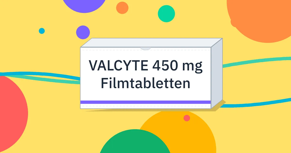 Symbolbild: Packung mit der Aufschrift VALCYTE 450 mg Filmtabletten (PZN 02186078) – Verfügbarkeit und Bezug in Apotheken in Frankfurt am Main