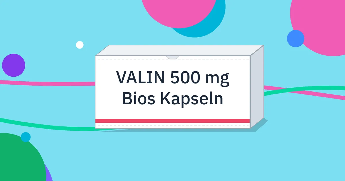 Symbolbild: Packung mit der Aufschrift VALIN 500 mg Bios Kapseln (PZN 10523437) – Verfügbarkeit und Bezug in Apotheken in Frankfurt am Main