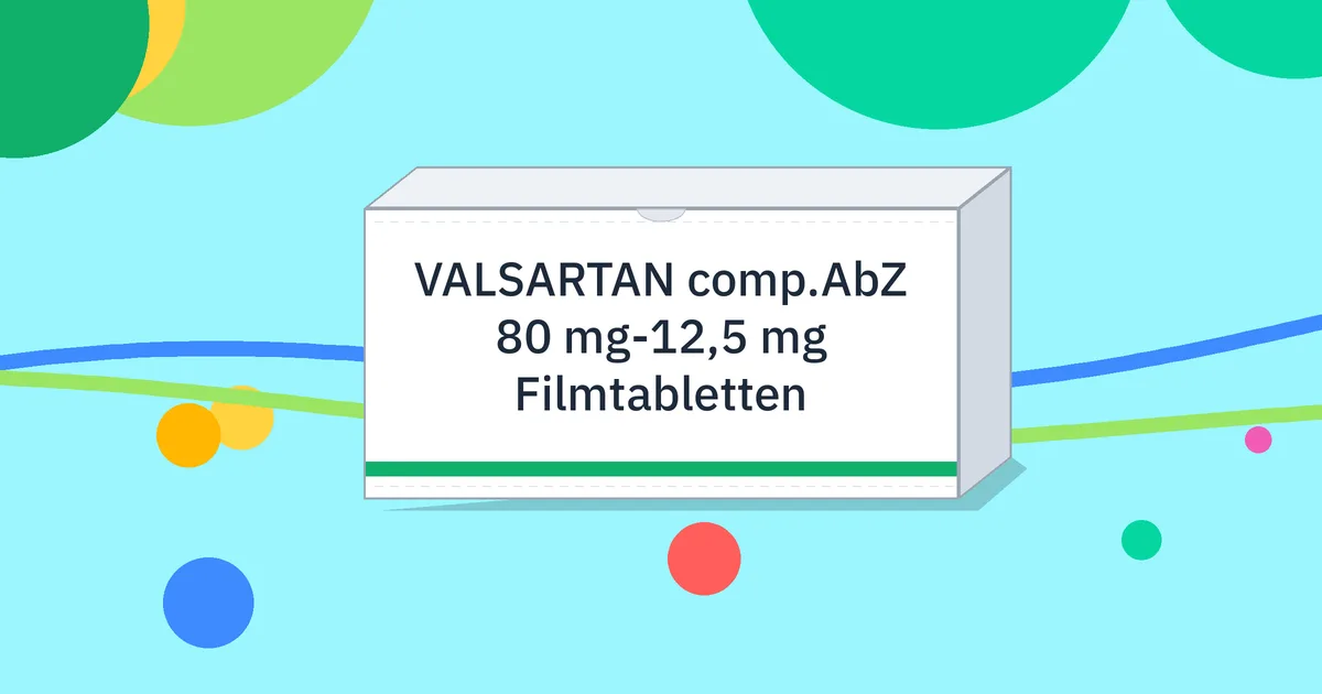 Symbolbild: Packung mit der Aufschrift VALSARTAN comp.AbZ 80 mg-12,5 mg Filmtabletten (PZN 07608437) – Verfügbarkeit und Bezug in Apotheken in Frankfurt am Main