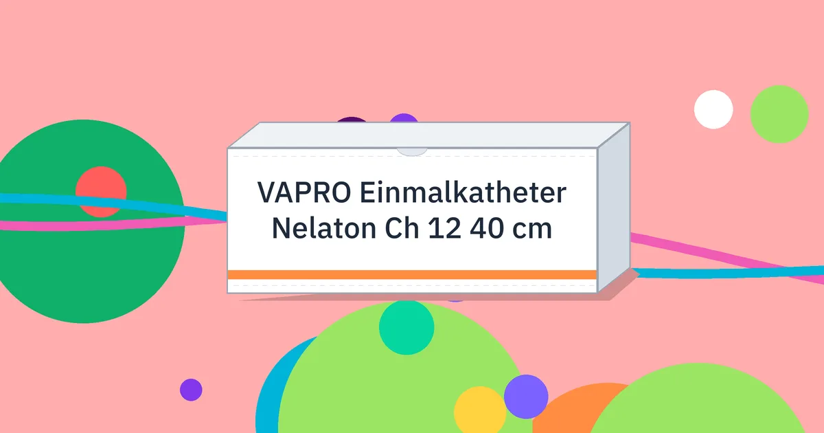 Symbolbild: Packung mit der Aufschrift VAPRO Einmalkatheter Nelaton Ch 12 40 cm (PZN 19211969) – Verfügbarkeit und Bezug in Apotheken in Frankfurt am Main