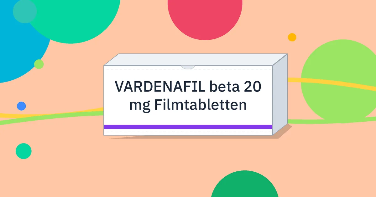Symbolbild: Packung mit der Aufschrift VARDENAFIL beta 20 mg Filmtabletten (PZN 16358583) – Verfügbarkeit und Bezug in Apotheken in Frankfurt am Main