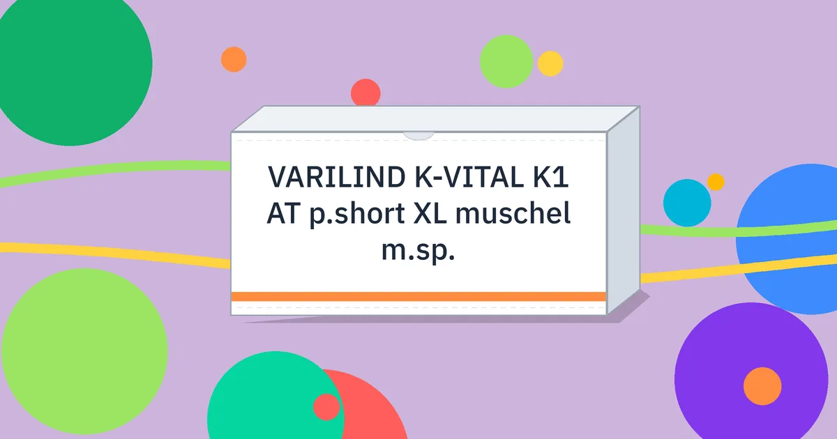 Symbolbild: Packung mit der Aufschrift VARILIND K-VITAL K1 AT p.short XL muschel m.sp. (PZN 20560818) – Verfügbarkeit und Bezug in Apotheken in Frankfurt am Main