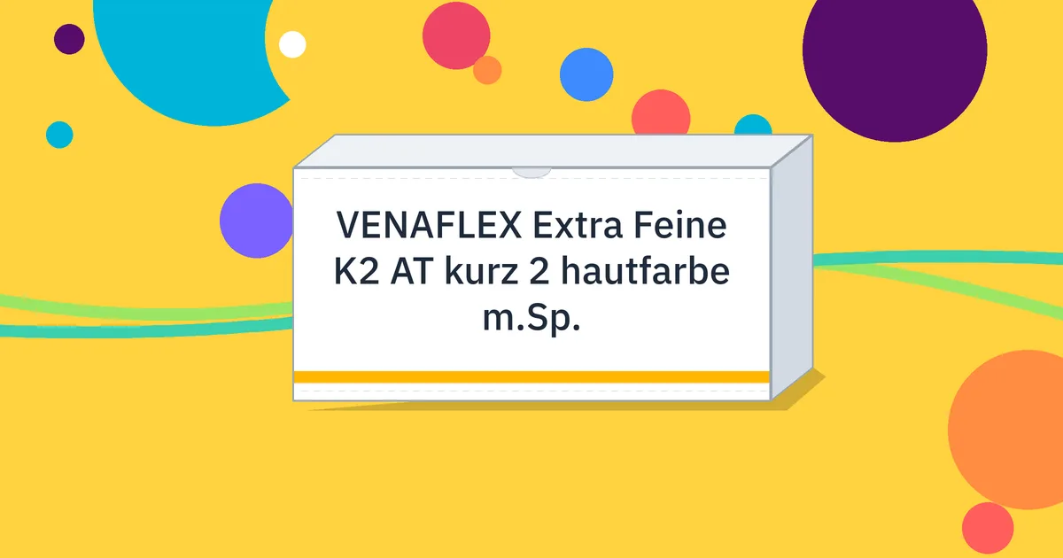 Symbolbild: Packung mit der Aufschrift VENAFLEX Extra Feine K2 AT kurz 2 hautfarbe m.Sp. (PZN 18308678) – Verfügbarkeit und Bezug in Apotheken in Frankfurt am Main