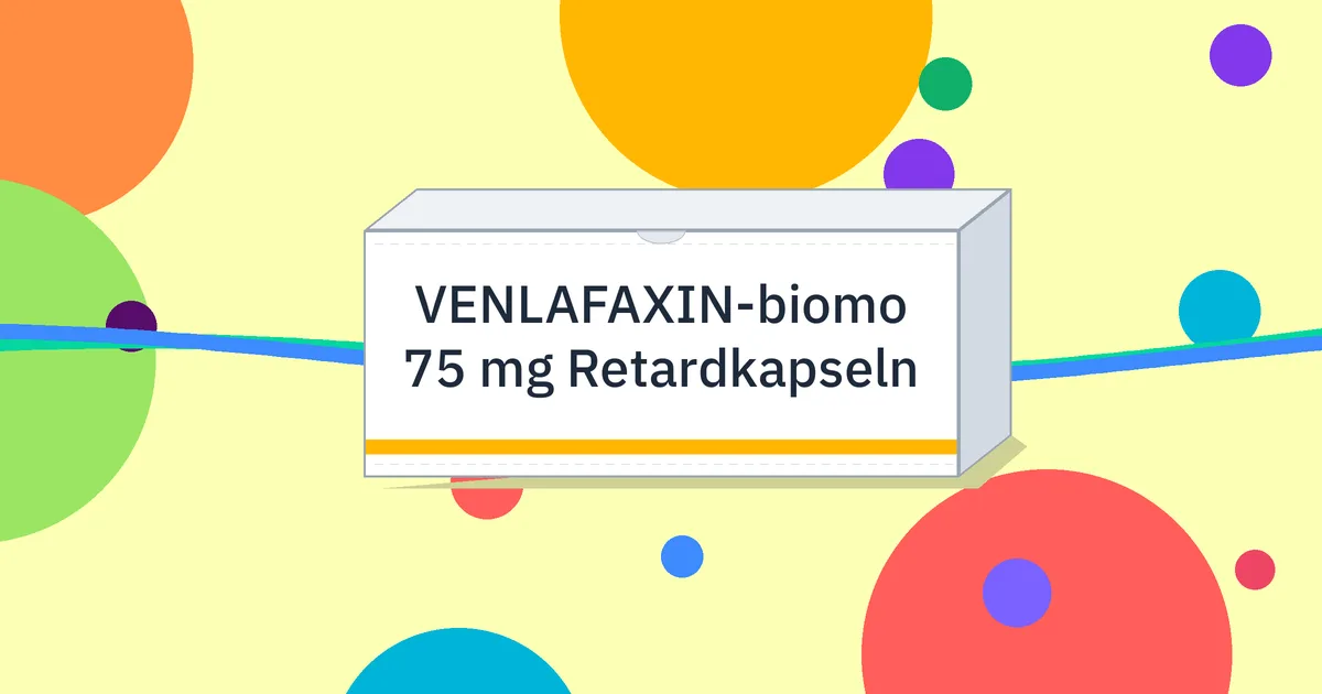 Symbolbild: Packung mit der Aufschrift VENLAFAXIN-biomo 75 mg Retardkapseln (PZN 06060061) – Verfügbarkeit und Bezug in Apotheken in Frankfurt am Main