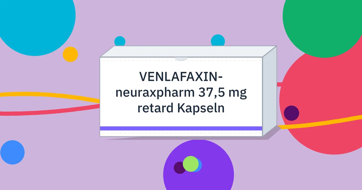 Symbolbild: Packung mit der Aufschrift VENLAFAXIN-neuraxpharm 37,5 mg retard Kapseln (PZN 01147018) – Verfügbarkeit und Bezug in Apotheken in Frankfurt am Main