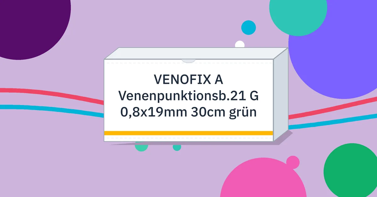 Symbolbild: Packung mit der Aufschrift VENOFIX A Venenpunktionsb.21 G 0,8x19mm 30cm grün (PZN 03256119) – Verfügbarkeit und Bezug in Apotheken in Frankfurt am Main