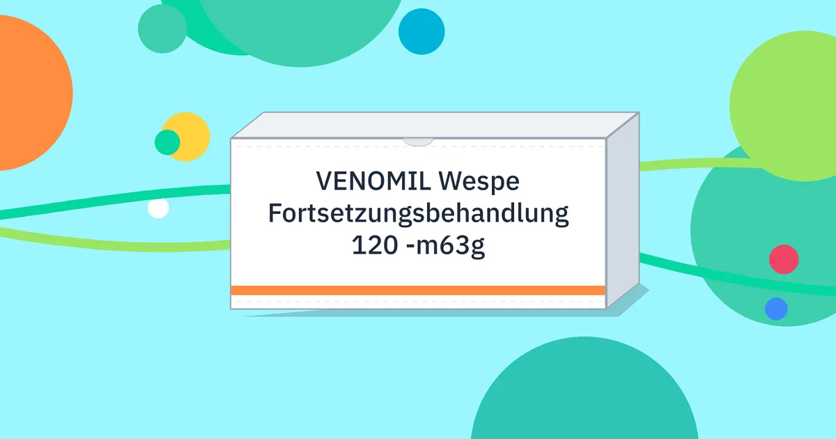 Symbolbild: Packung mit der Aufschrift VENOMIL Wespe Fortsetzungsbehandlung 120 -m63g (PZN 14021075) – Verfügbarkeit und Bezug in Apotheken in Frankfurt am Main