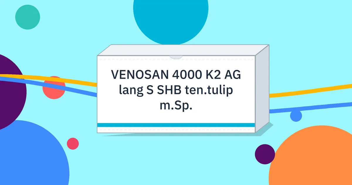 Symbolbild: Packung mit der Aufschrift VENOSAN 4000 K2 AG lang S SHB ten.tulip m.Sp. (PZN 19154390) – Verfügbarkeit und Bezug in Apotheken in Frankfurt am Main