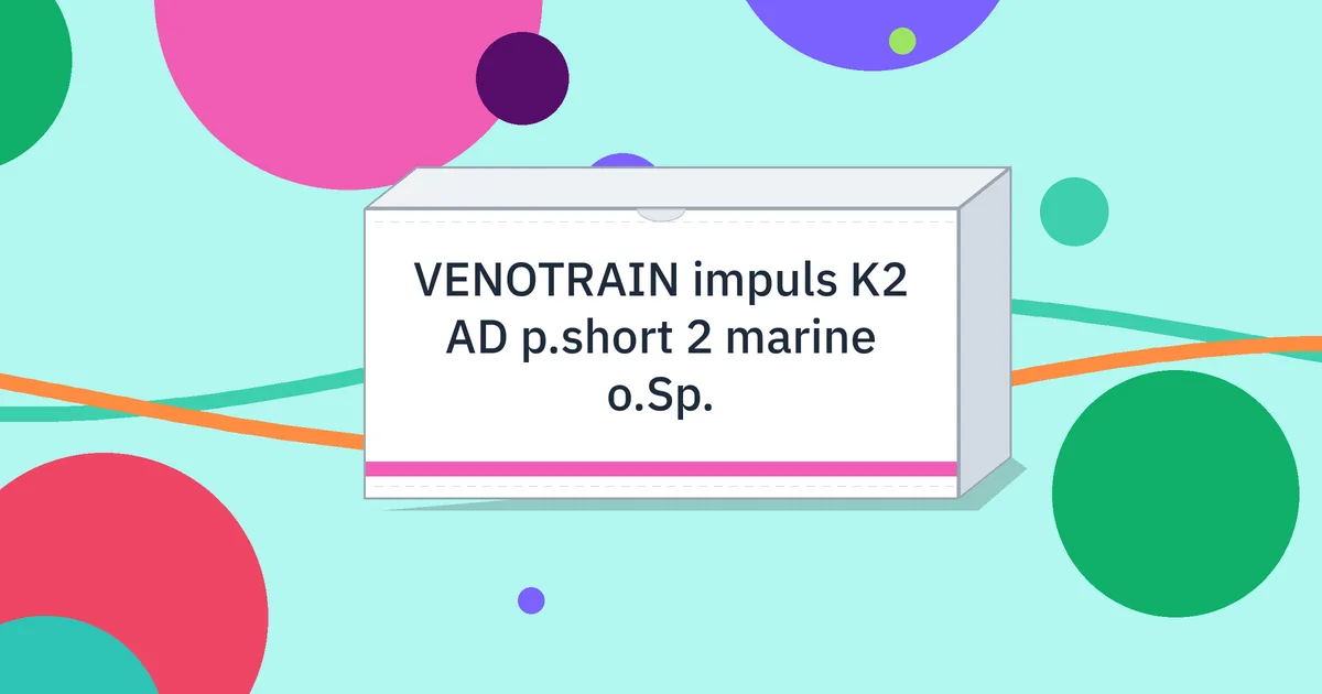 Symbolbild: Packung mit der Aufschrift VENOTRAIN impuls K2 AD p.short 2 marine o.Sp. (PZN 15221497) – Verfügbarkeit und Bezug in Apotheken in Frankfurt am Main