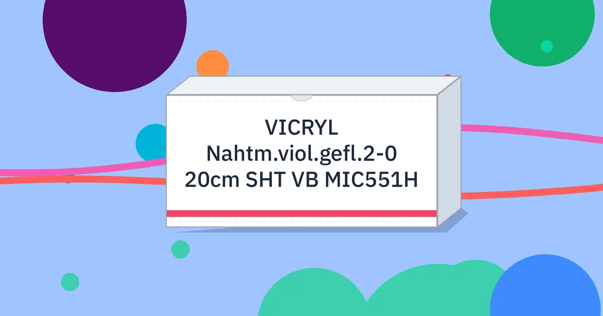 Symbolbild: Packung mit der Aufschrift VICRYL Nahtm.viol.gefl.2-0 20cm SHT VB MIC551H (PZN 20896228) – Verfügbarkeit und Bezug in Apotheken in Frankfurt am Main