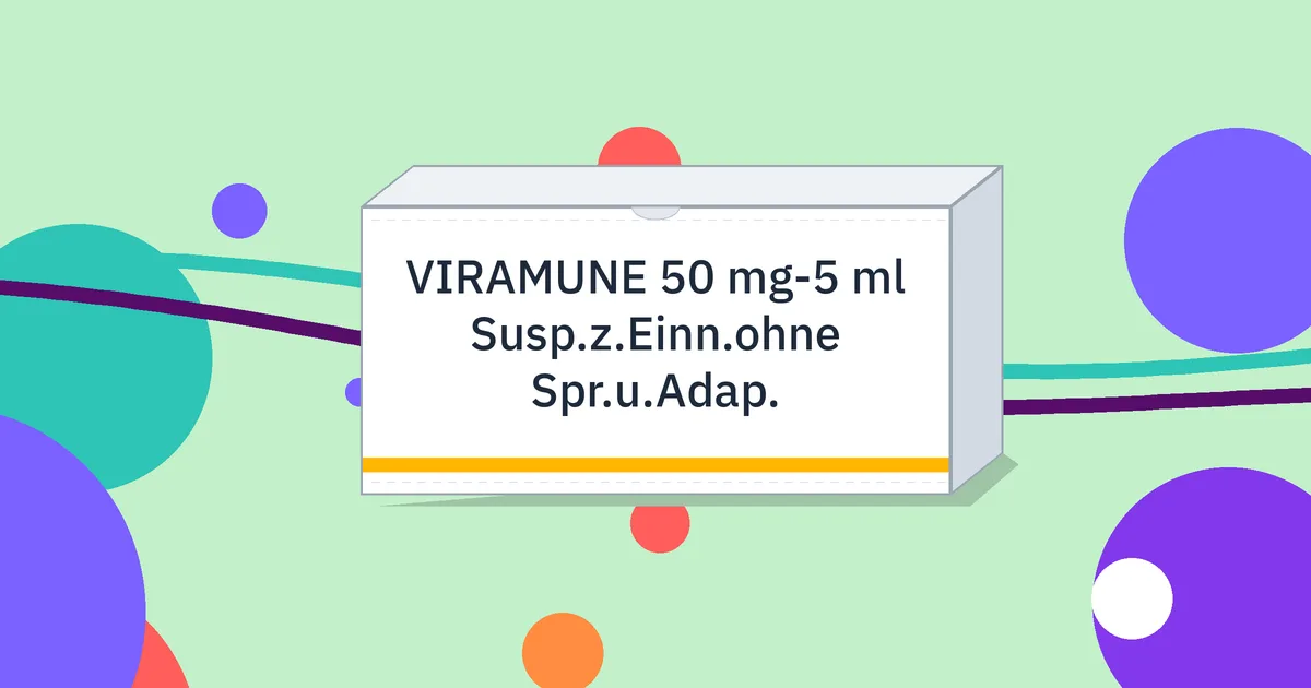 Symbolbild: Packung mit der Aufschrift VIRAMUNE 50 mg-5 ml Susp.z.Einn.ohne Spr.u.Adap. (PZN 18800238) – Verfügbarkeit und Bezug in Apotheken in Frankfurt am Main