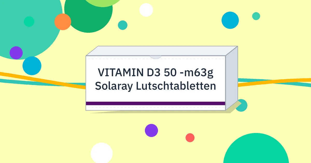 Symbolbild: Packung mit der Aufschrift VITAMIN D3 50 -m63g Solaray Lutschtabletten (PZN 19405076) – Verfügbarkeit und Bezug in Apotheken in Frankfurt am Main