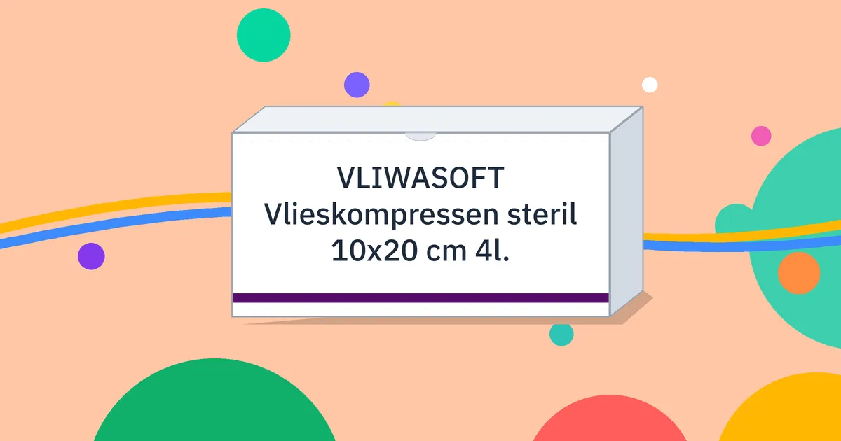 Symbolbild: Packung mit der Aufschrift VLIWASOFT Vlieskompressen steril 10x20 cm 4l. (PZN 19763195) – Verfügbarkeit und Bezug in Apotheken in Frankfurt am Main