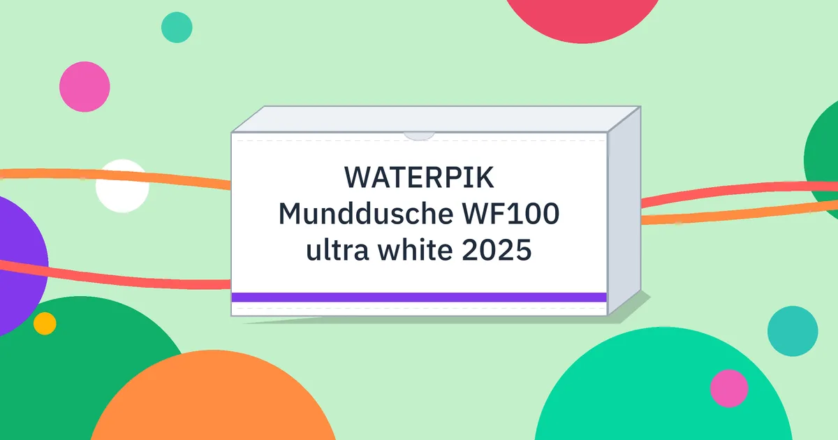 Symbolbild: Packung mit der Aufschrift WATERPIK Munddusche WF100 ultra white 2025 (PZN 19487105) – Verfügbarkeit und Bezug in Apotheken in Frankfurt am Main