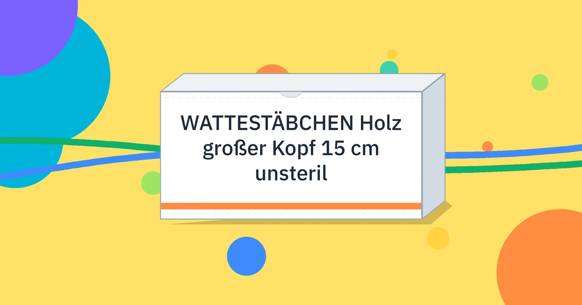 Symbolbild: Packung mit der Aufschrift WATTESTÄBCHEN Holz großer Kopf 15 cm unsteril (PZN 05018430) – Verfügbarkeit und Bezug in Apotheken in Frankfurt am Main