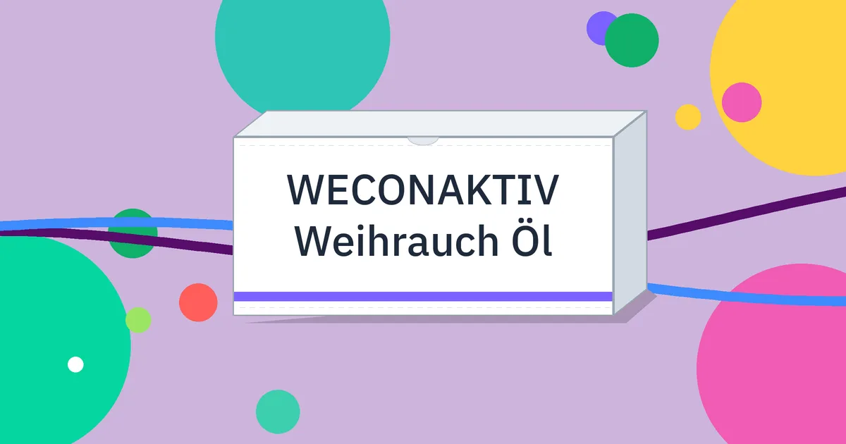 Symbolbild: Packung mit der Aufschrift WECONAKTIV Weihrauch Öl (PZN 06832109) – Verfügbarkeit und Bezug in Apotheken in Frankfurt am Main