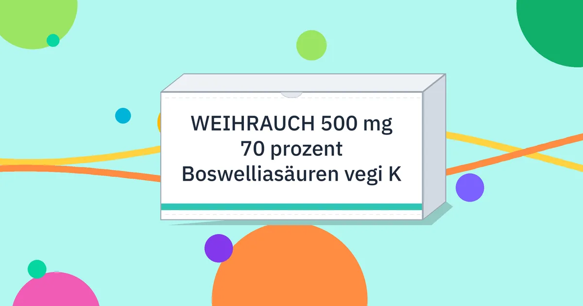 Symbolbild: Packung mit der Aufschrift WEIHRAUCH 500 mg 70 prozent Boswelliasäuren vegi K (PZN 18808671) – Verfügbarkeit und Bezug in Apotheken in Frankfurt am Main