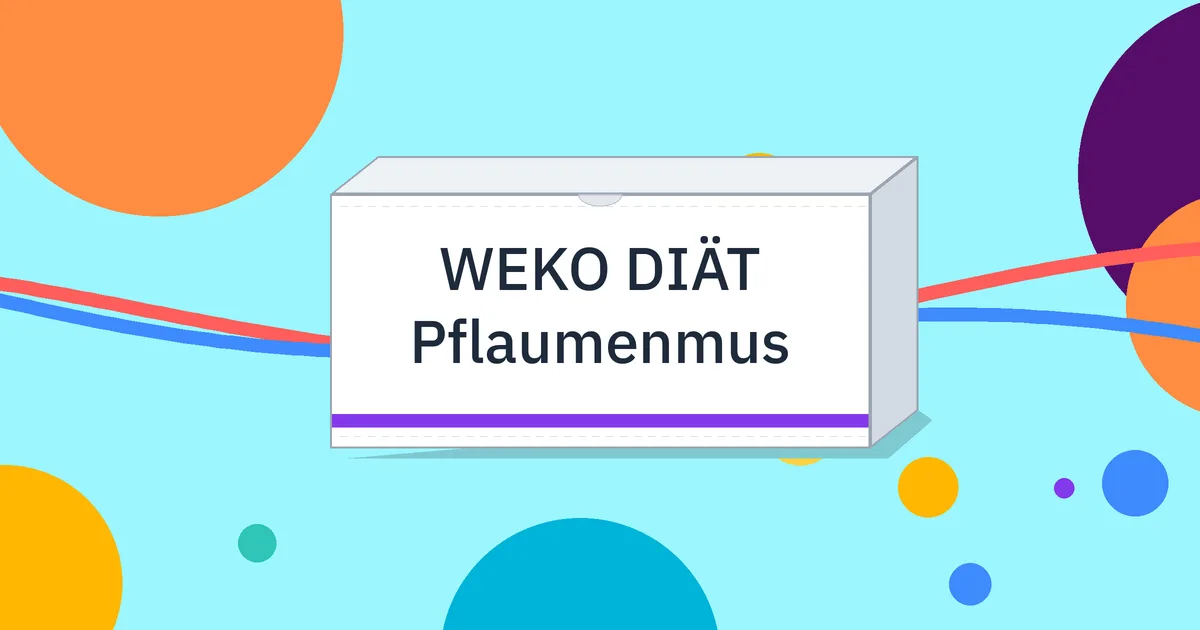 Symbolbild: Packung mit der Aufschrift WEKO DIÄT Pflaumenmus (PZN 00208522) – Verfügbarkeit und Bezug in Apotheken in Frankfurt am Main