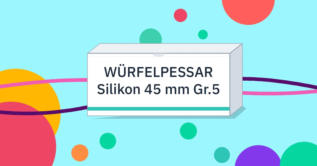 Symbolbild: Packung mit der Aufschrift WÜRFELPESSAR Silikon 45 mm Gr.5 (PZN 03461687) – Verfügbarkeit und Bezug in Apotheken in Frankfurt am Main