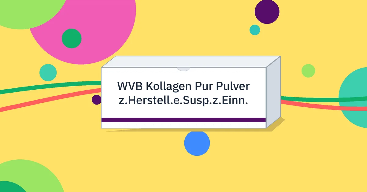 Symbolbild: Packung mit der Aufschrift WVB Kollagen Pur Pulver z.Herstell.e.Susp.z.Einn. (PZN 20894229) – Verfügbarkeit und Bezug in Apotheken in Frankfurt am Main